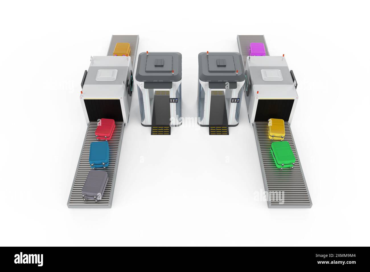 3d rendering airport security checkpoint with security gates and ...