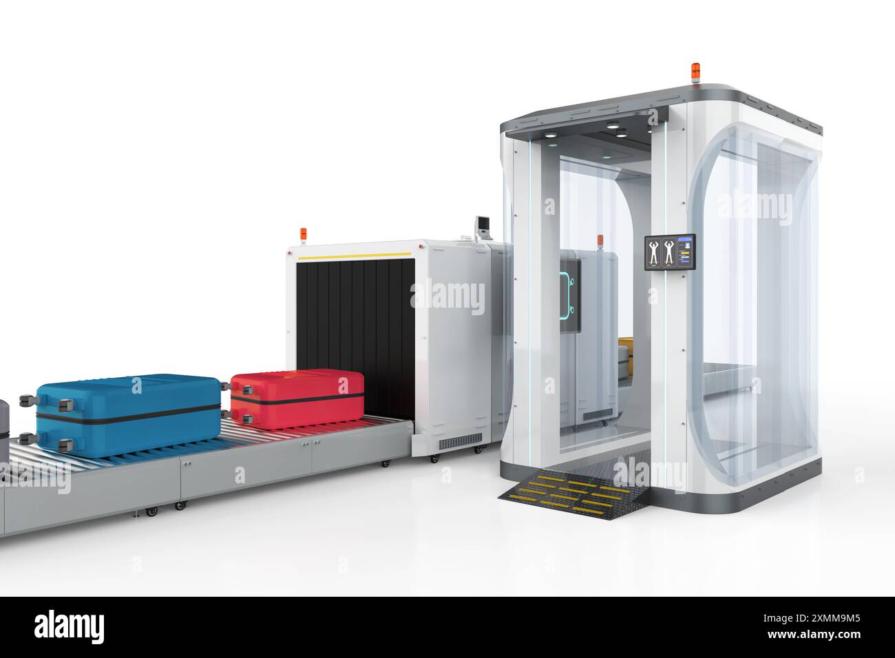 3d rendering airport security checkpoint with security gates and ...