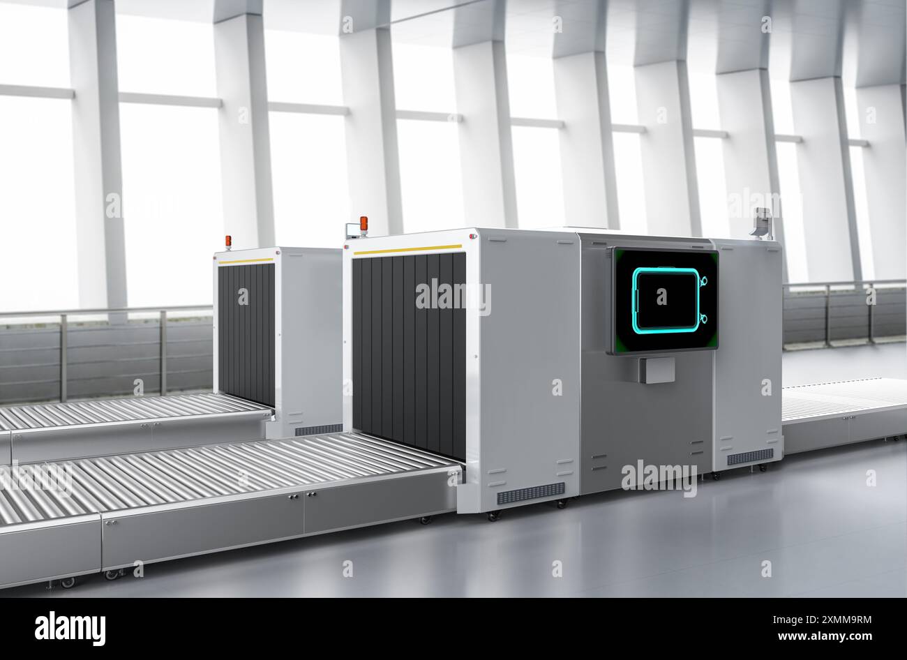 3d rendering scanner machine is scanning luggage in airport Stock Photo ...