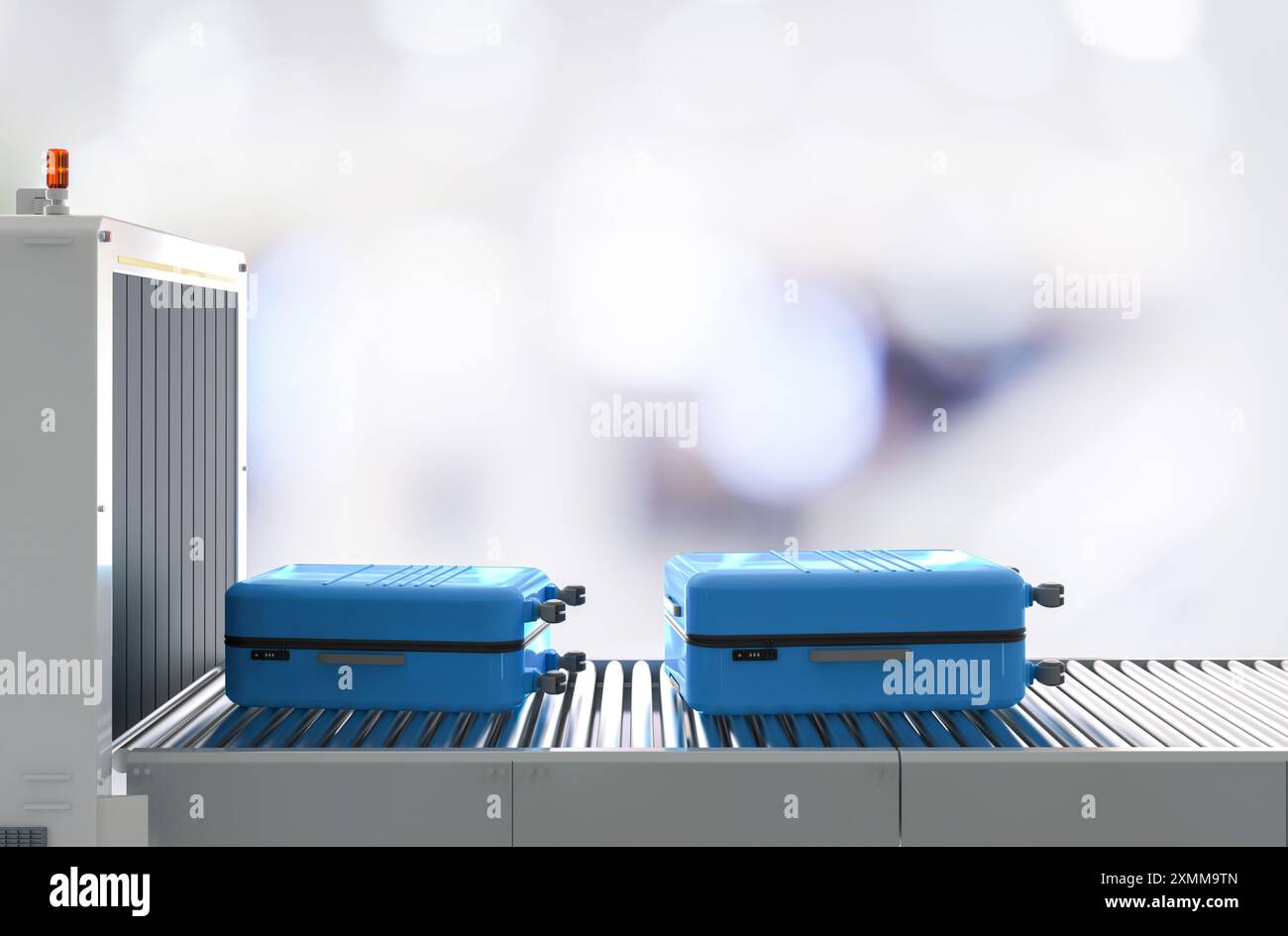 3d rendering scanner machine is scanning luggage in airport Stock Photo ...