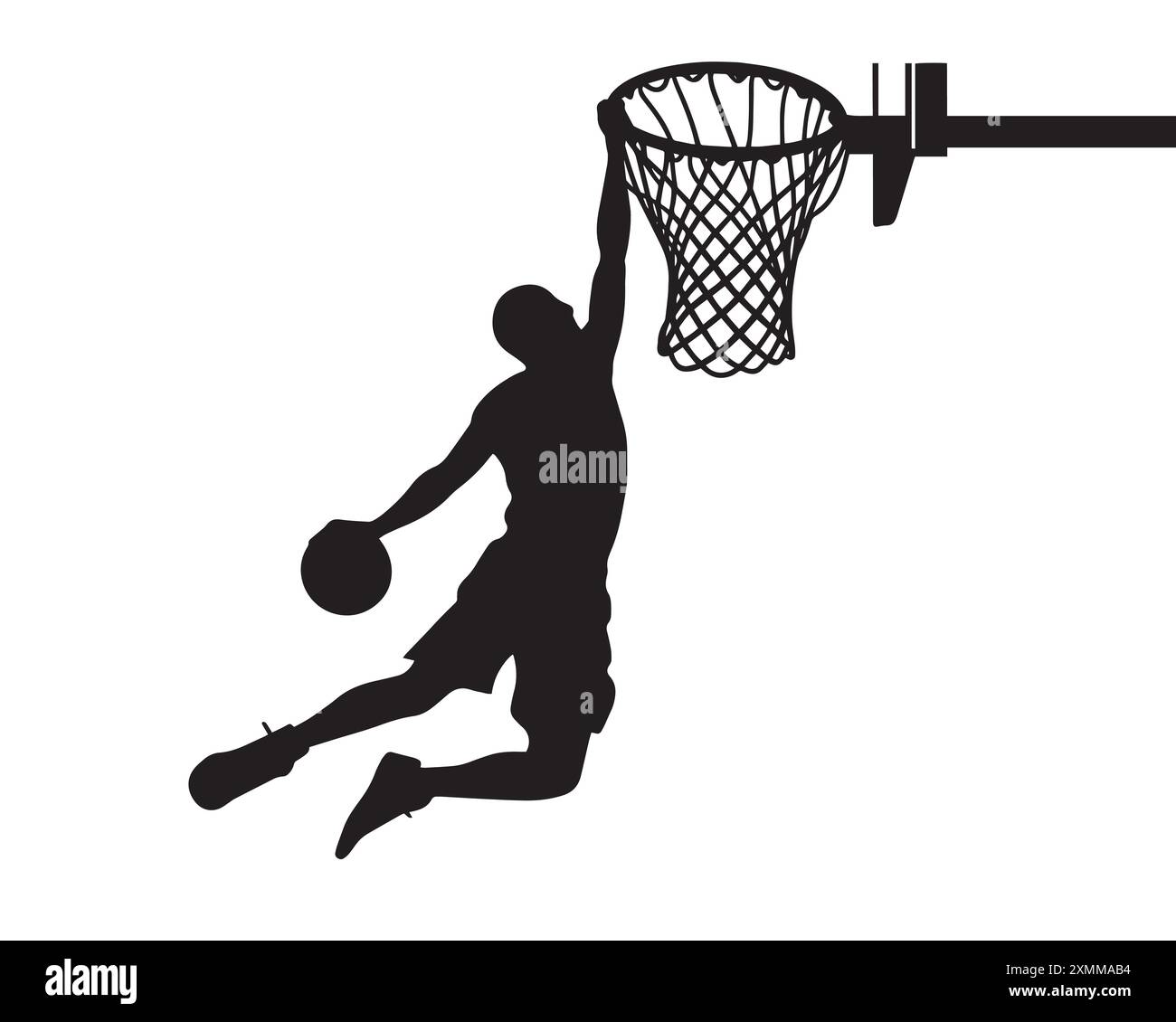 vector silhouette of a male basketball player slam dunk, scoring the ...