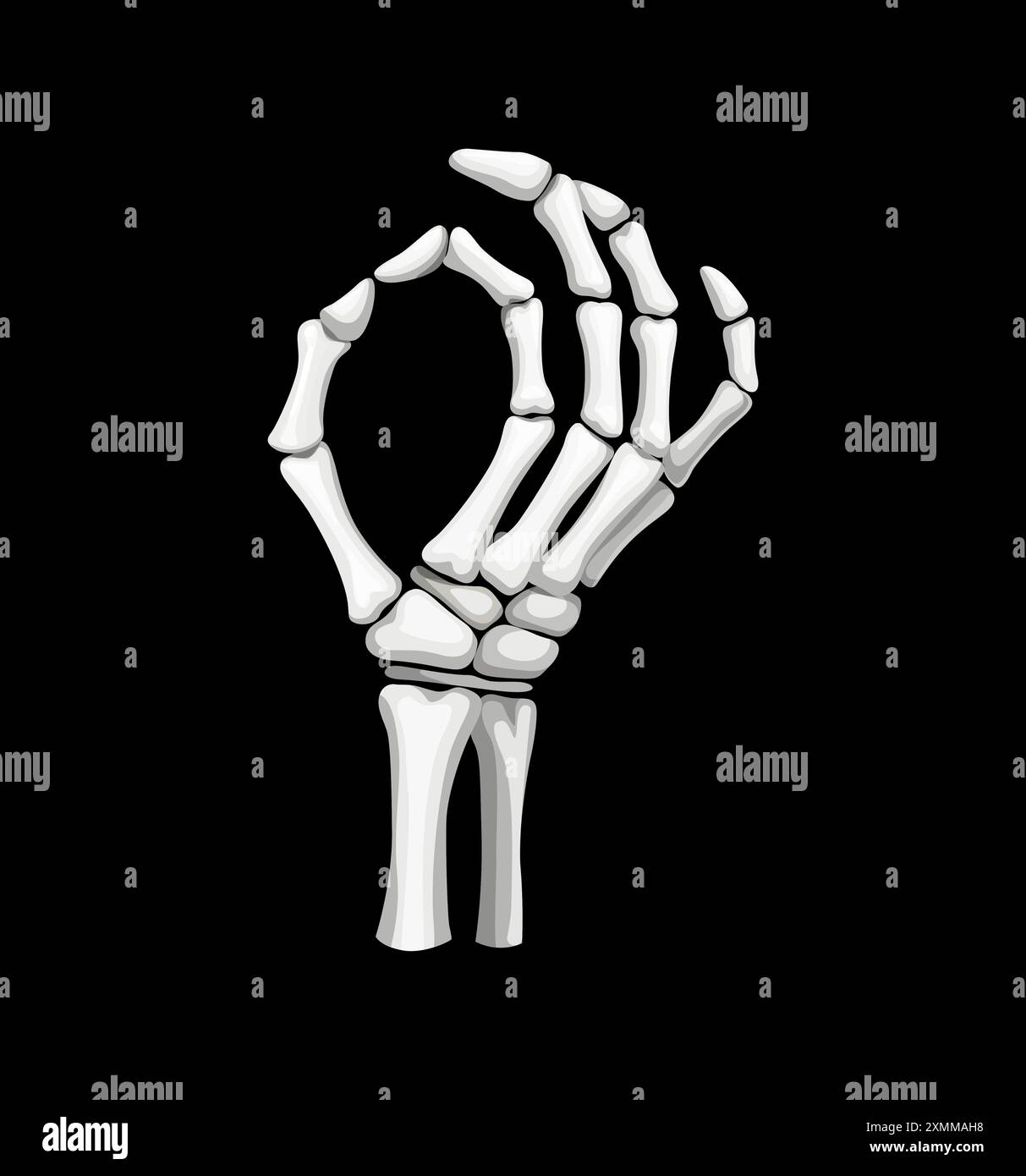 Skeleton hand show ok gesture, isolated vector skeletal arm with bony ...