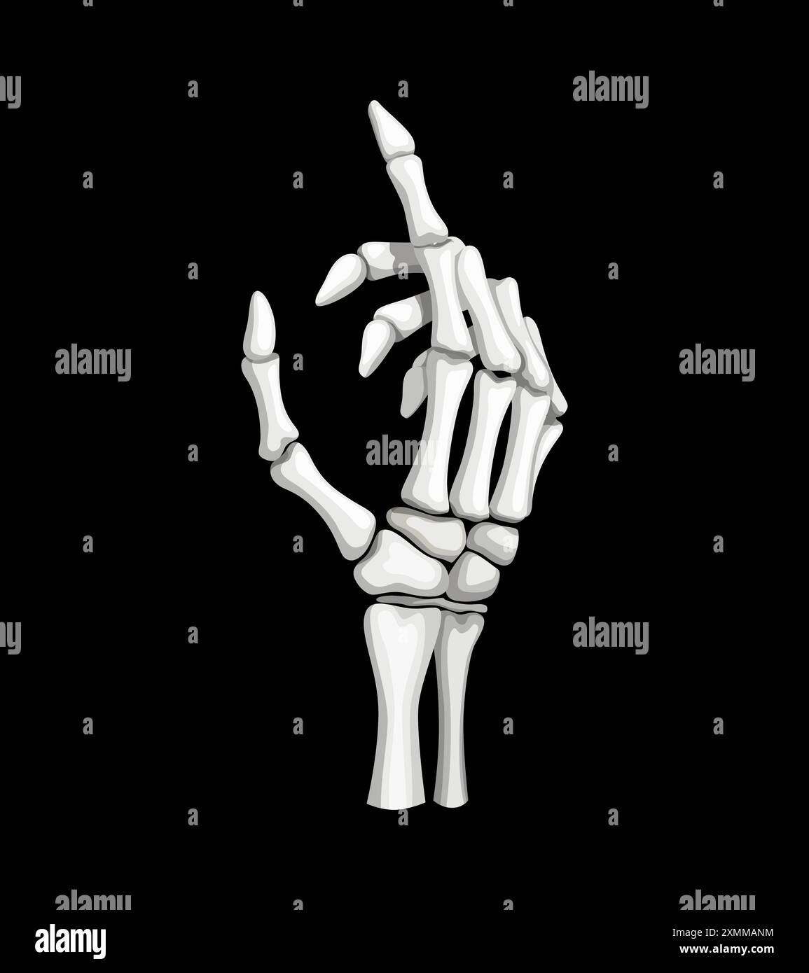 Skeleton hand gesture, isolated vector skeletal arm, stripped of flesh ...