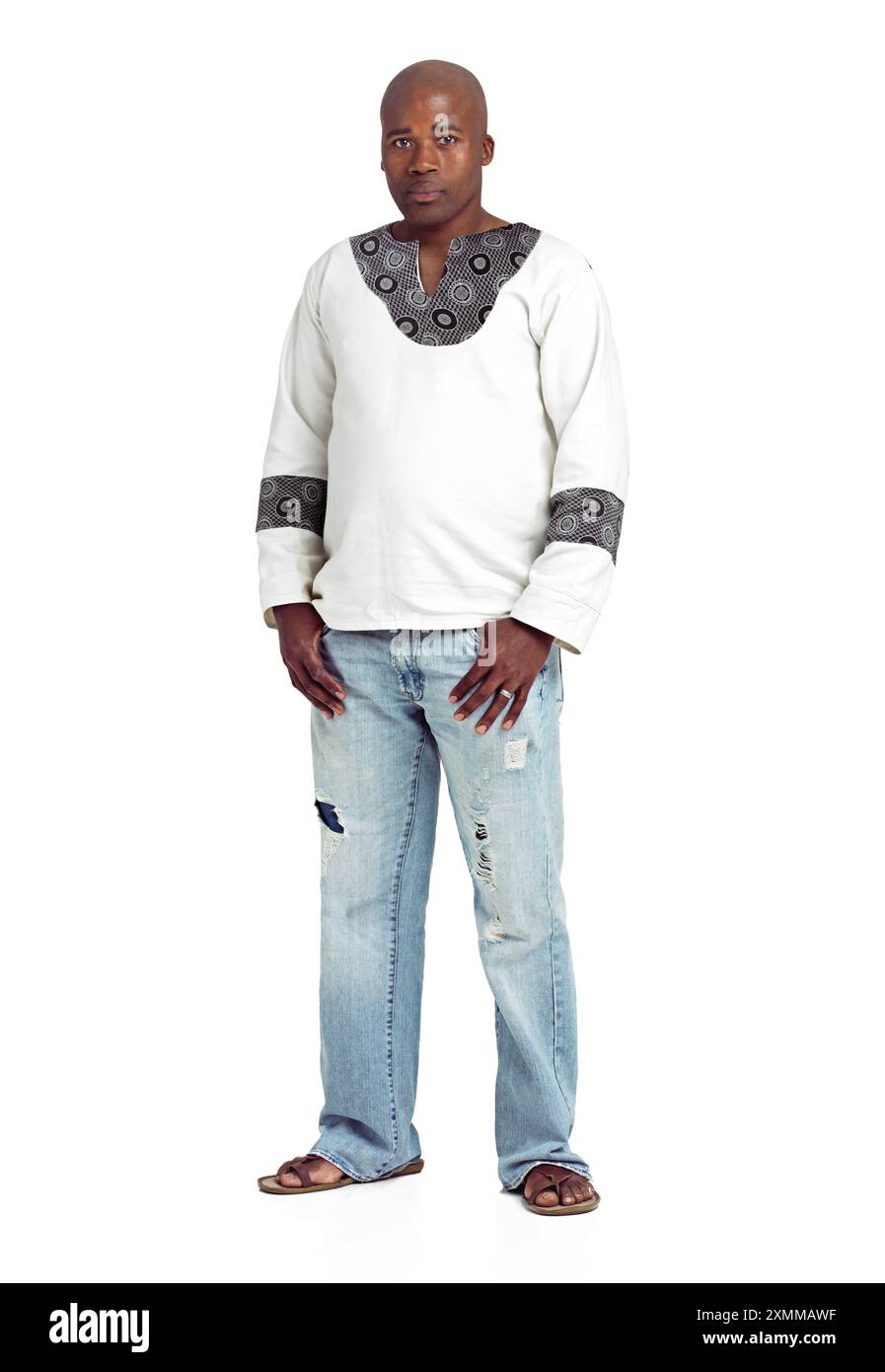 Black man, portrait and traditional fashion in studio with confidence ...