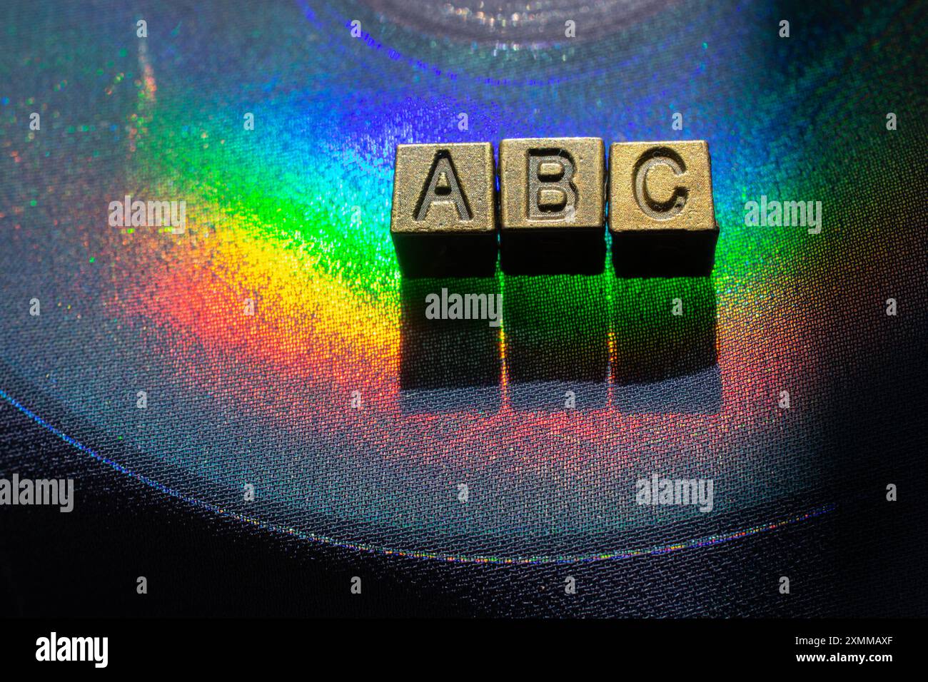 ABC Three metal cubes with letters. Back to basics school concept Stock ...