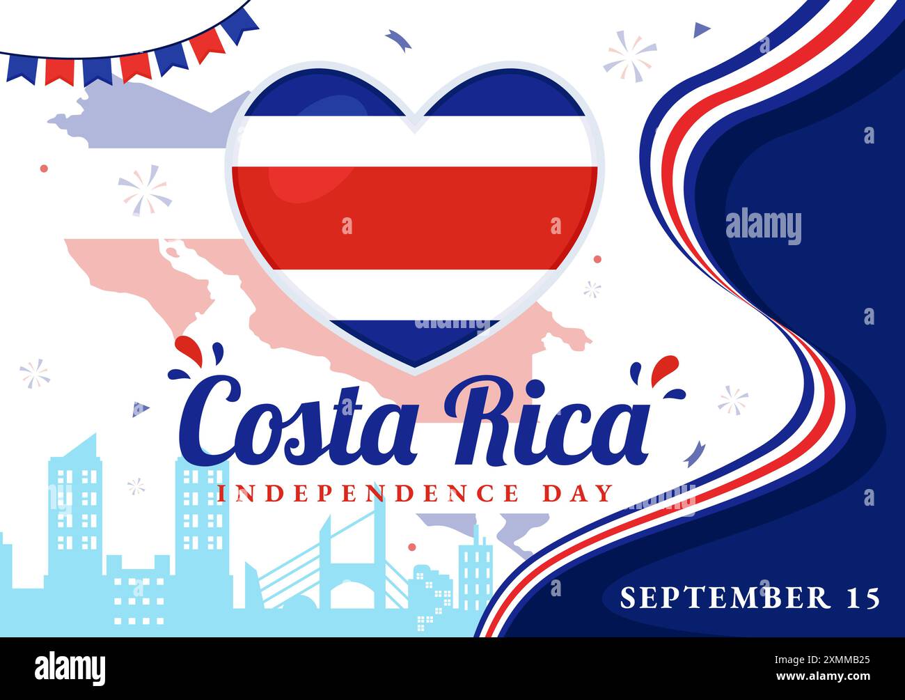 Happy Independence Day of Costa Rica Vector Illustration for September ...