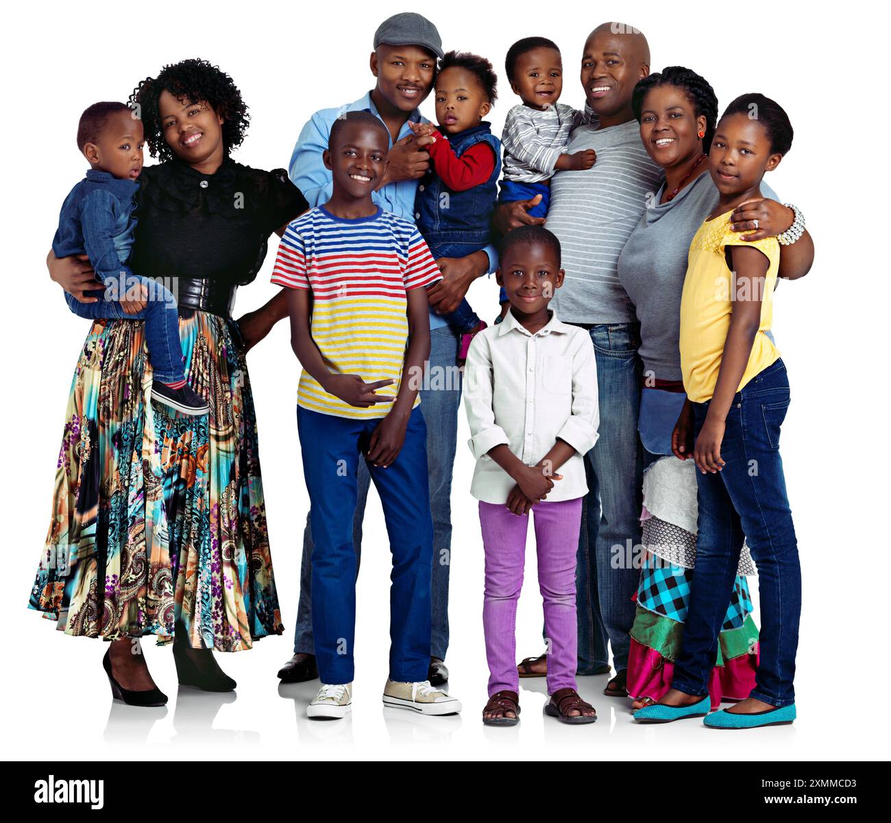 Culture, portrait and African family generations in studio with fashion ...