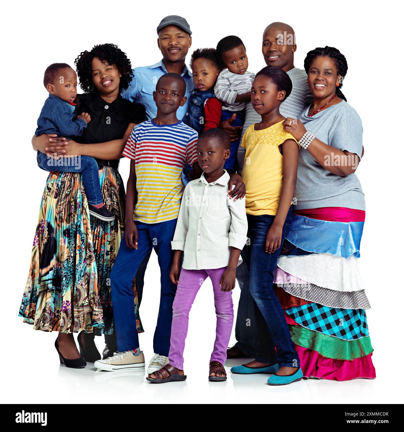 Tradition, portrait and African family generations in studio with ...