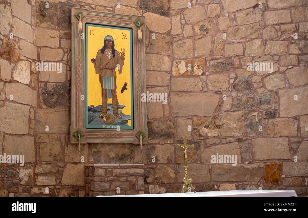 The Apache Christ painting hangs behind the altar of St. Joseph Apache ...