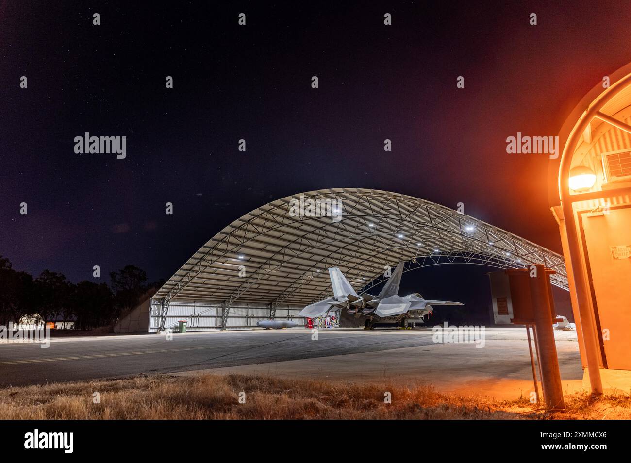 An F-22A Raptor assigned to the 27th Expeditionary Fighter Squadron ...