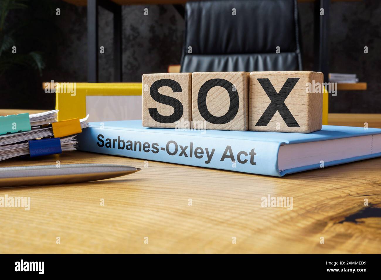 Cubes and book about SOX Sarbanes-Oxley Act Stock Photo - Alamy