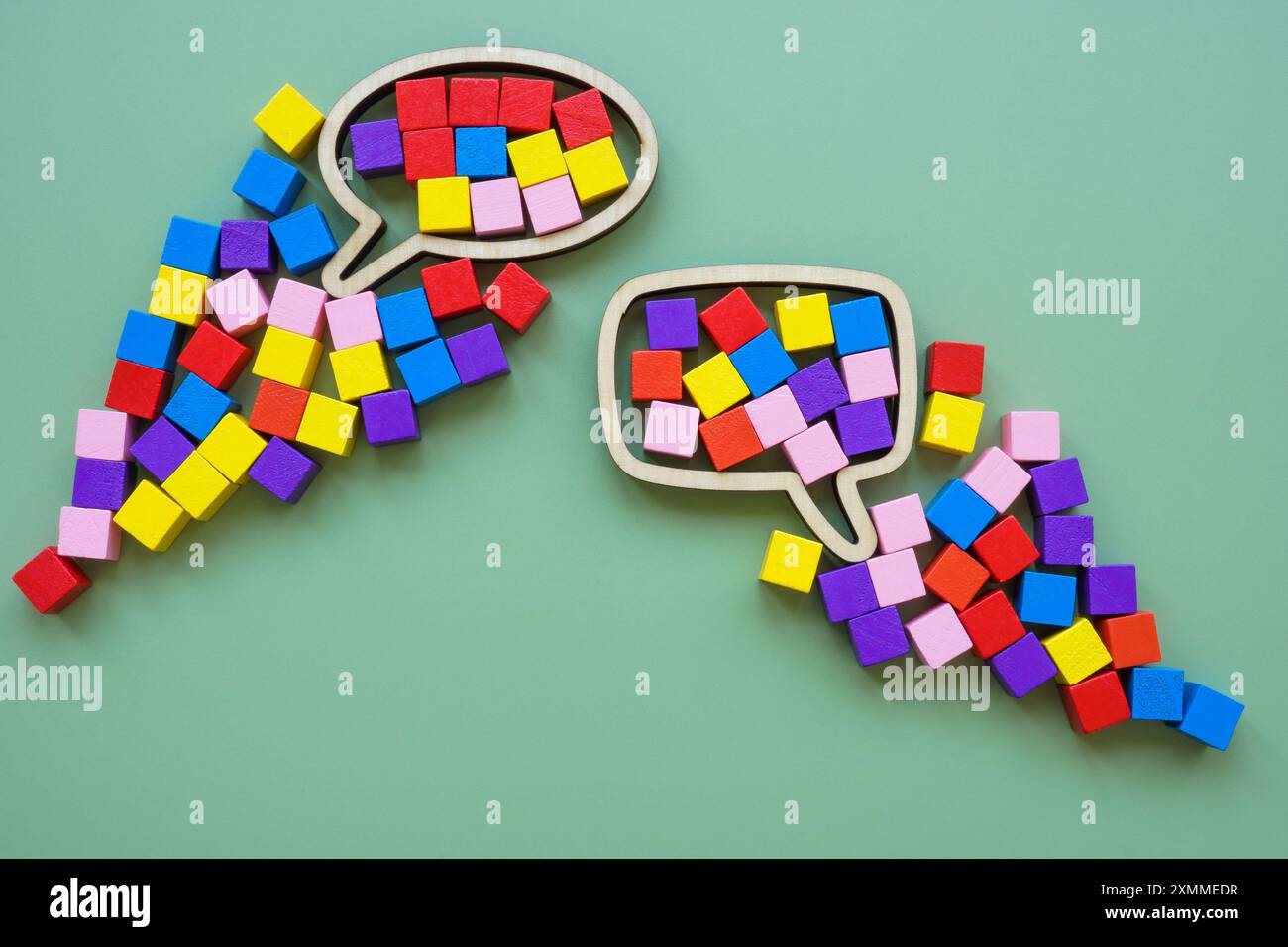 Speech bubbles and colorful cubes. Inclusive language concept Stock ...