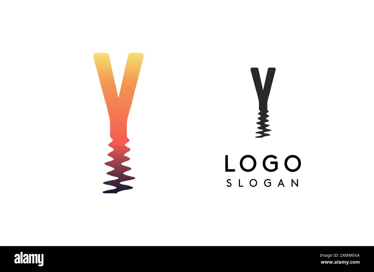 Letter Y logo template, sunset reflection on water or sunset path ...