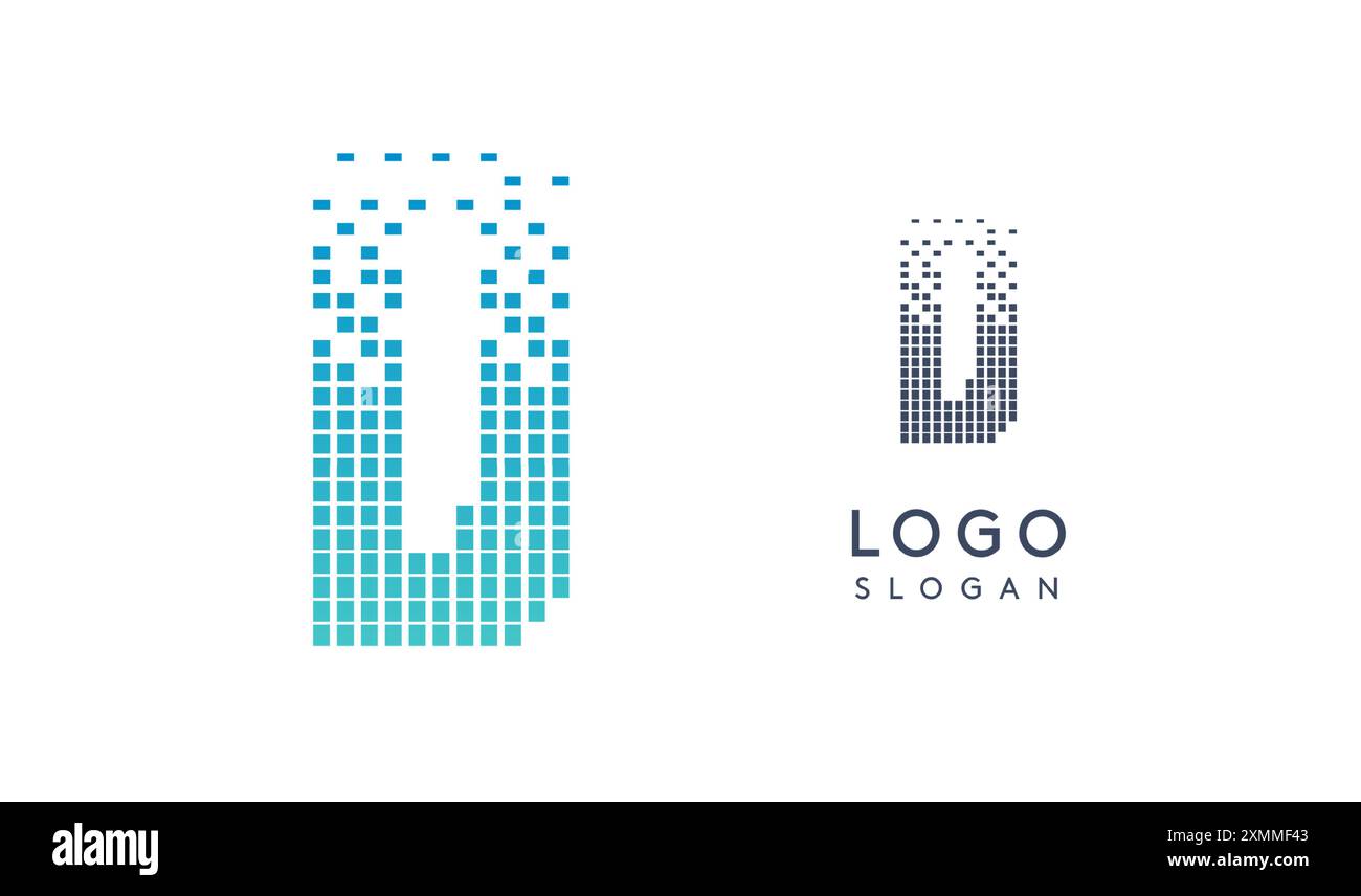 Pixelated Letter D transitioning into scattered pixels with gradient ...