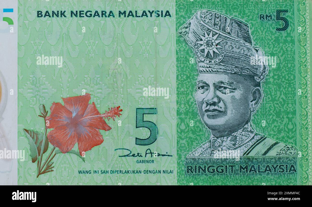 The 4th series banknote of 5 Malaysian Ringgit is made of polymer ...