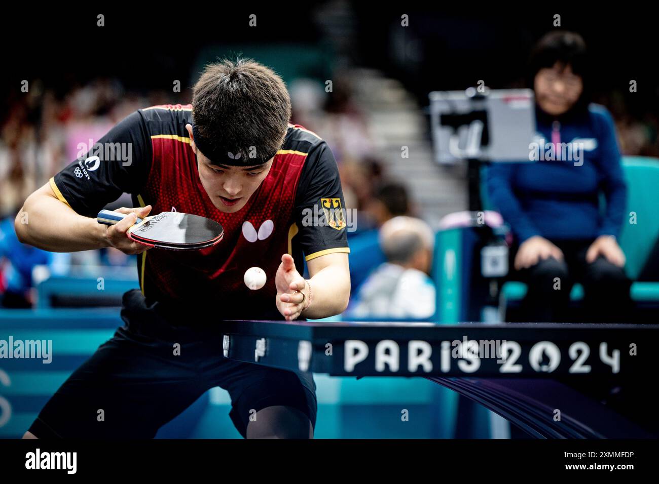 Dang Qiu vs. Thiago Apolonia in der ersten Runde FRA, Olympische Spiele ...