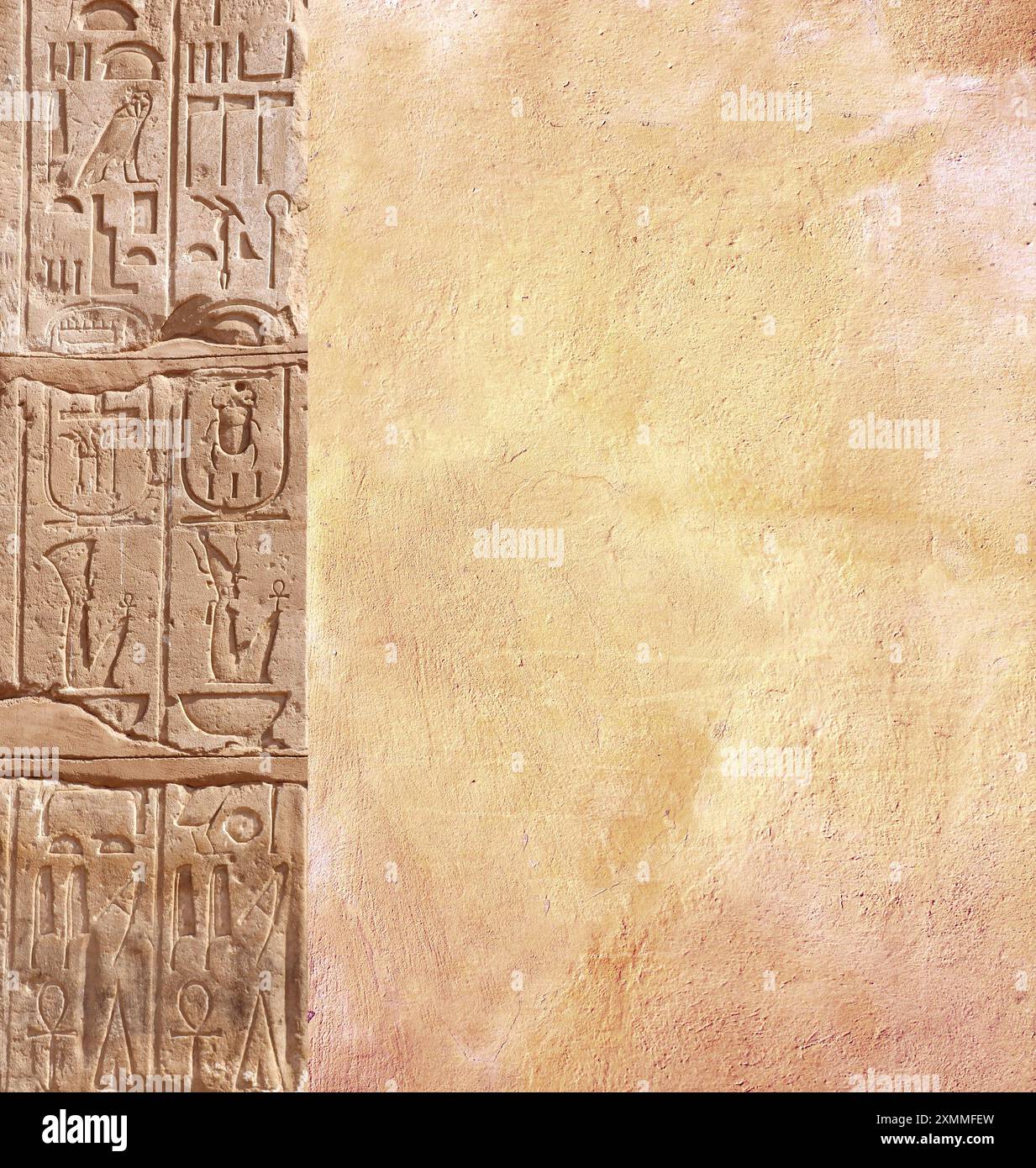 Vertical background with ancient Egyptian hieroglyphs on stone wall ...
