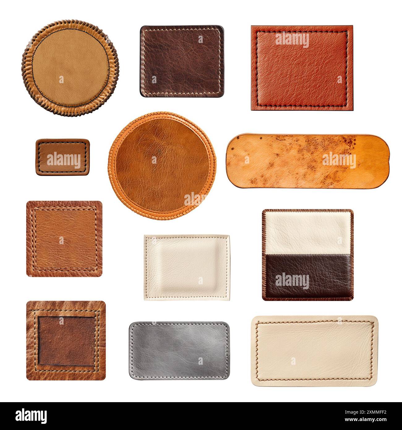 Set of leather elements. Isolated on white background. Collection of ...