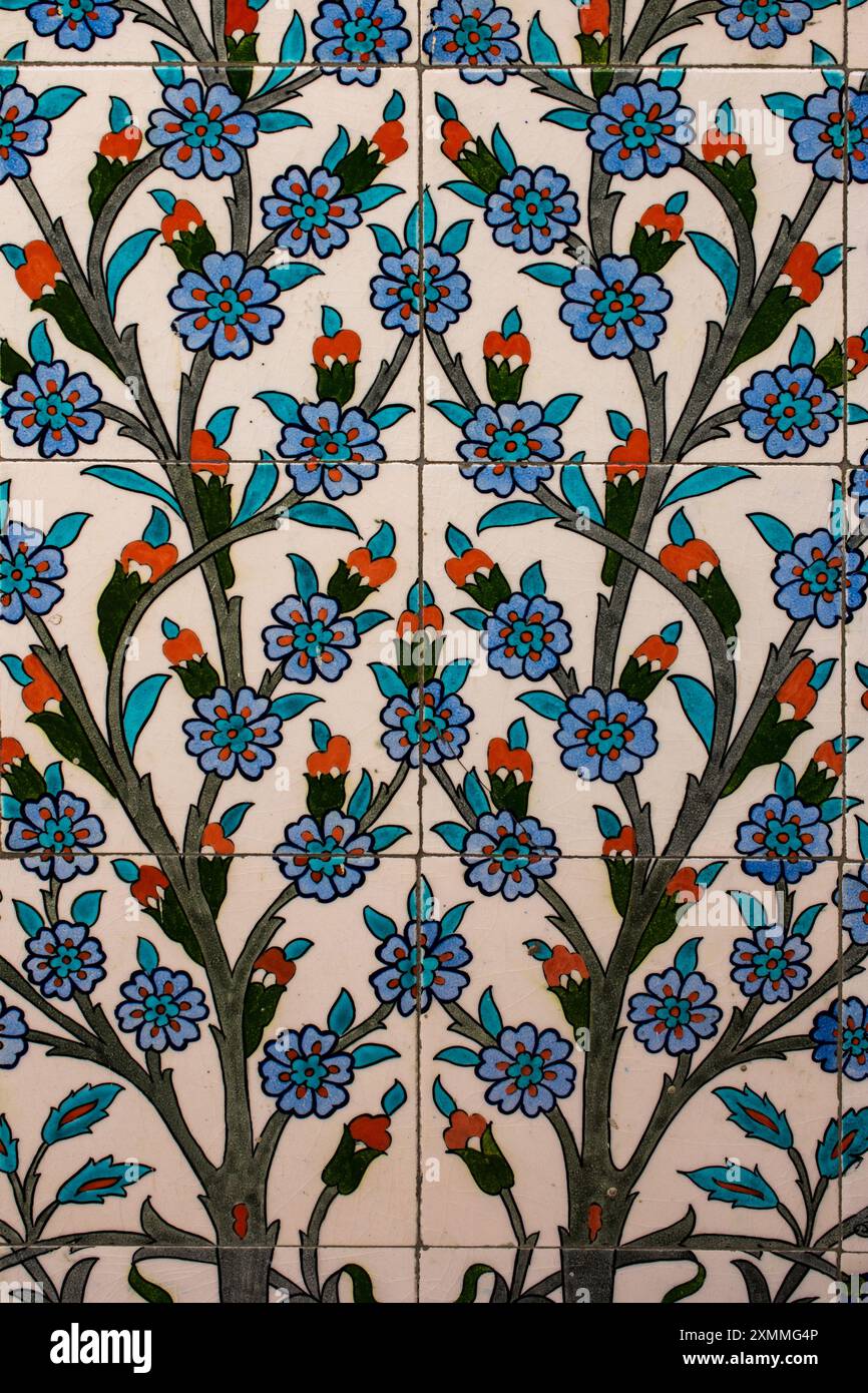 Ottoman ancient Handmade Turkish Tiles with floral patterns Stock Photo ...