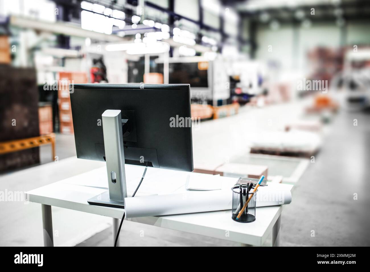 Computer in modern industrial factory, with open software Stock Photo - Alamy