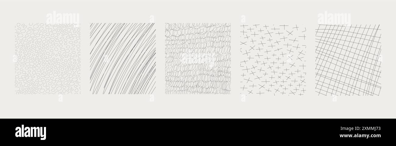 Textures set, collection hand drawn abstract monochrome brush marks ...