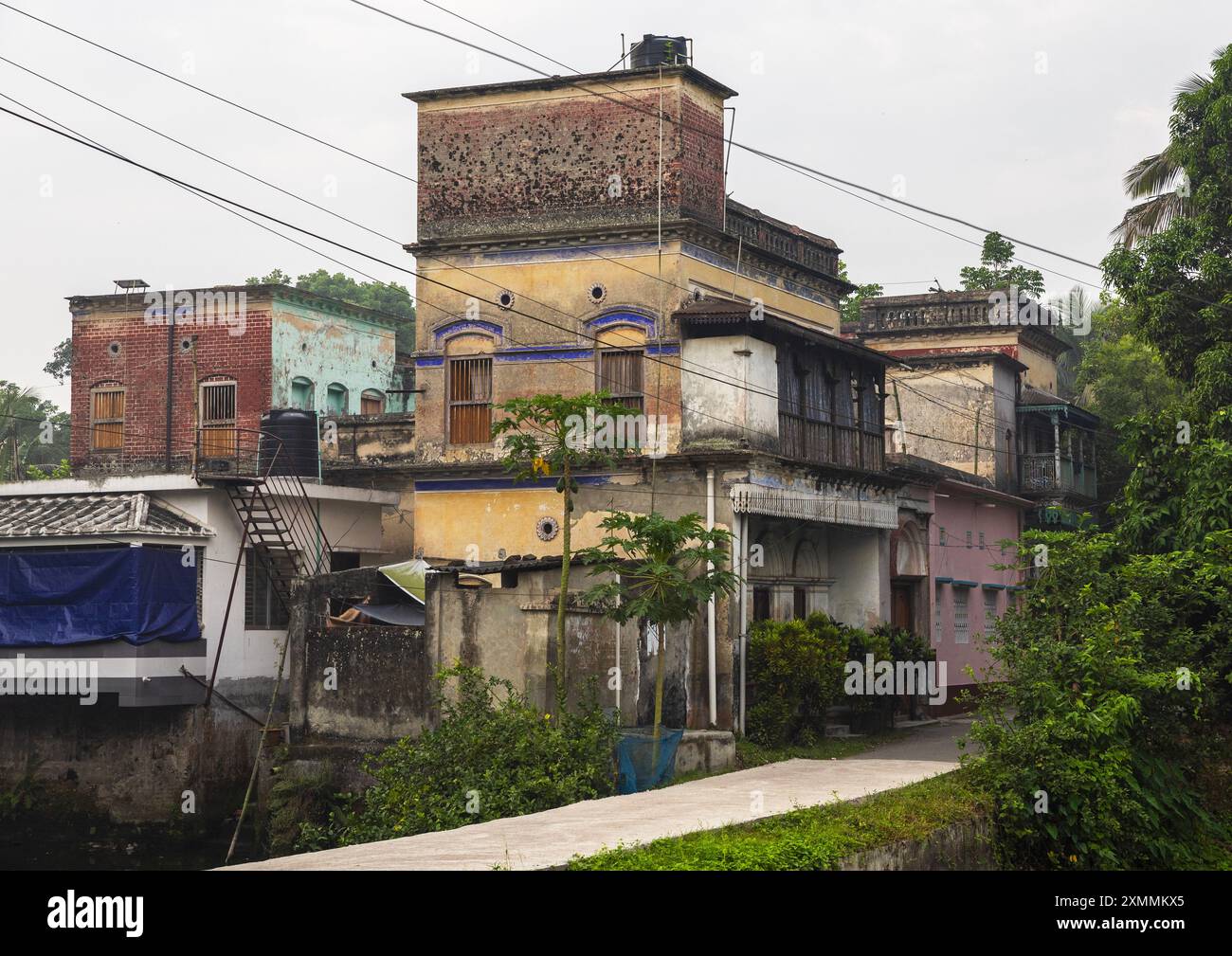 Old houses in a village, Dhaka Division, Tongibari, Bangladesh Stock ...