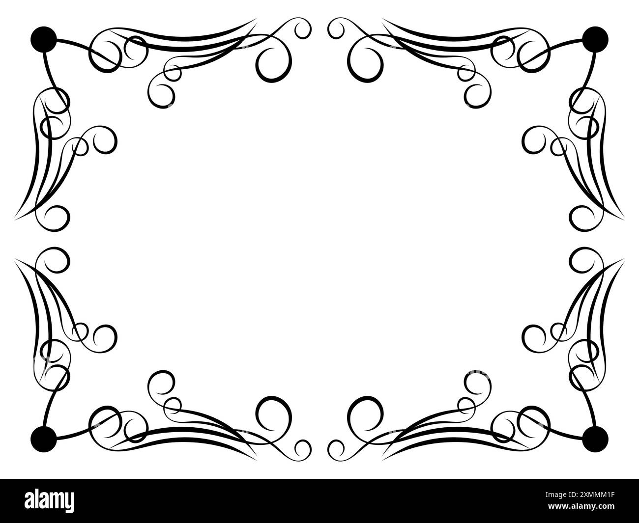 Vintage frame with curls. Decorative curls in black on white background ...