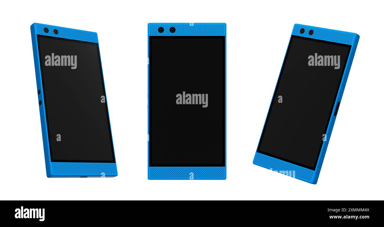 Set of smartphone's front and side views for tech previews and ...