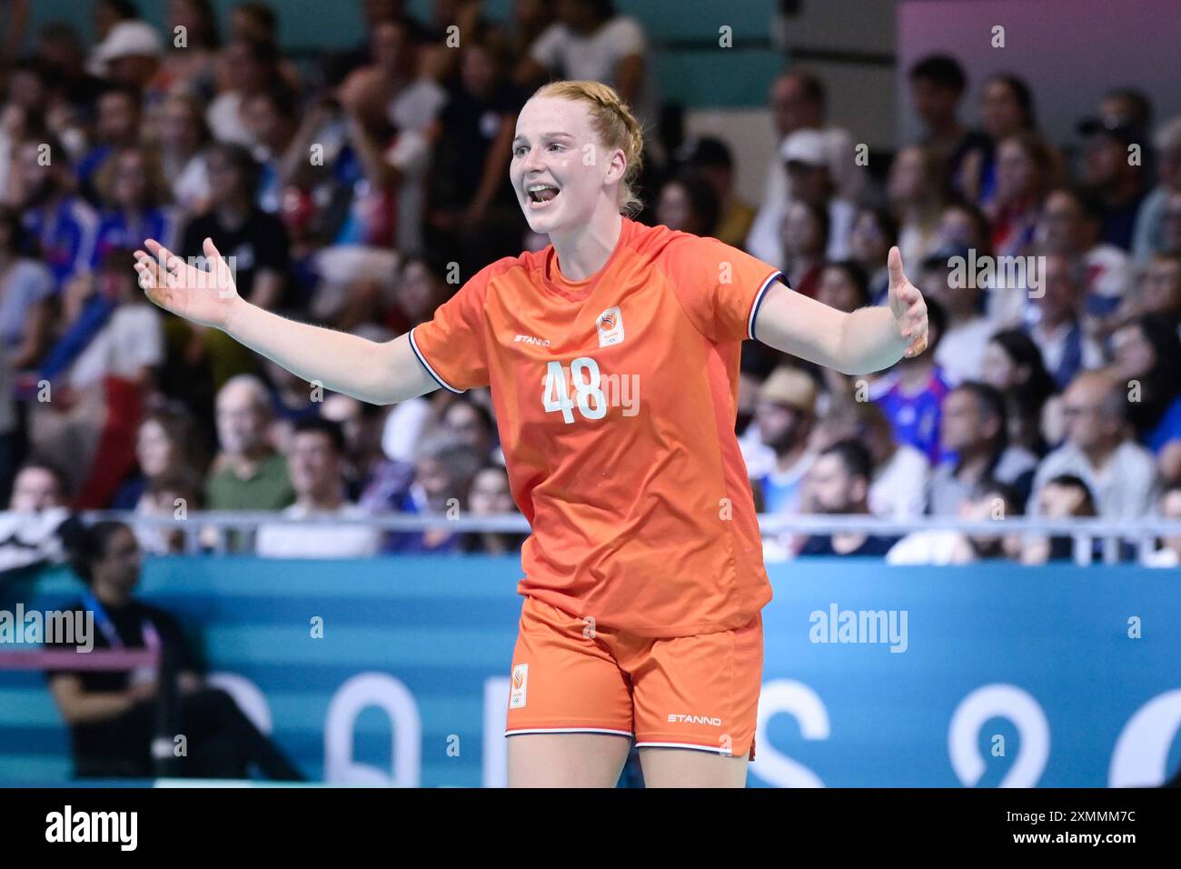 Paris, France. 28th July, 2024. Dione Housheer of Netherlands, Handball ...