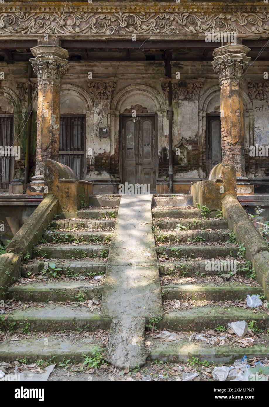Old heritage house stairs in Pakutia Zamindar Bari, Dhaka Division ...