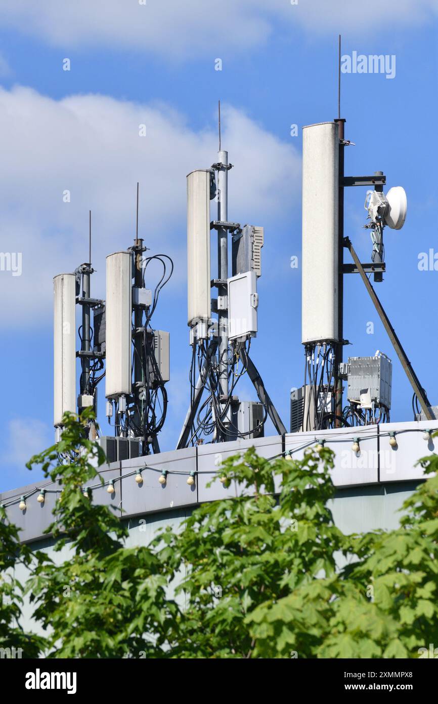 Base stations for a cellular networks on a roof in Russia Stock Photo ...