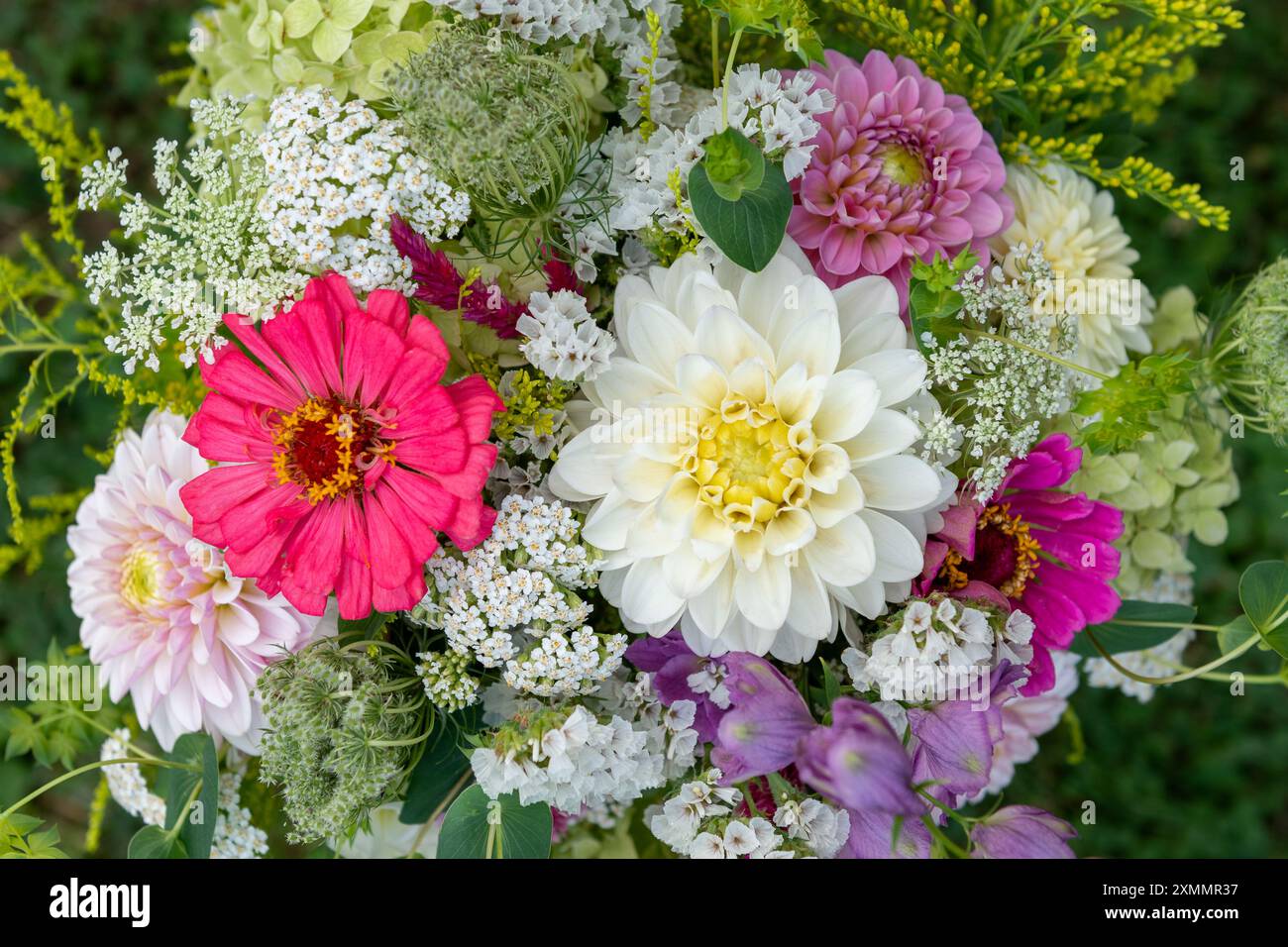 Summer bouquet top view. Beautiful multi colored fresh flower ...
