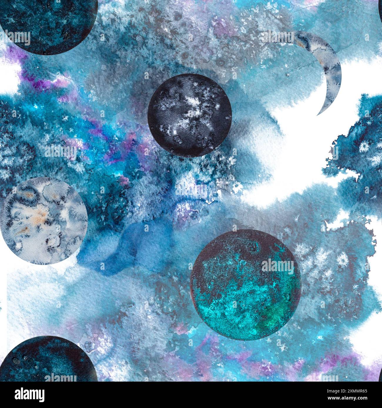 Seamless pattern Crescent moon and moon celestial elements ...