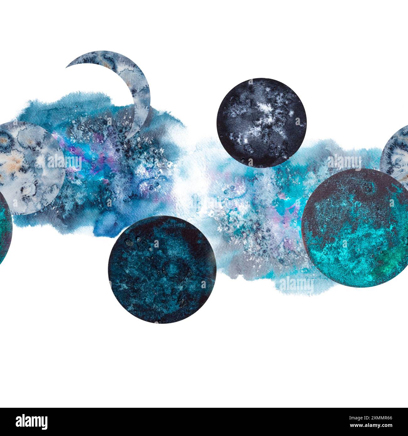 Seamless border Crescent moon and moon celestial elements. Astrology ...