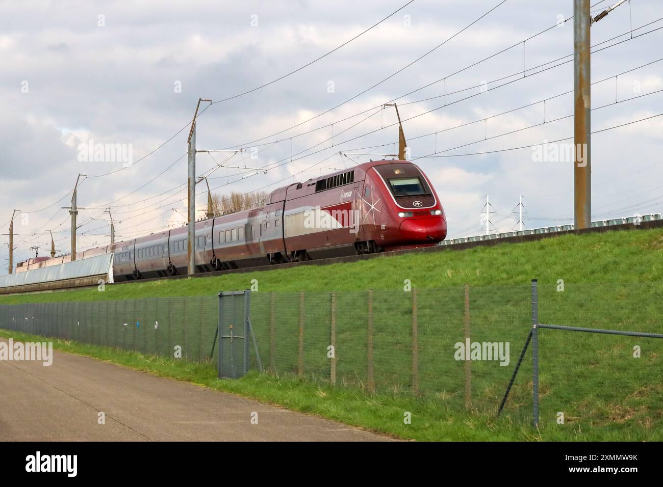 Eurostar high speed train at Rijpwetering viaduct heading paris slowed down by problems in ...