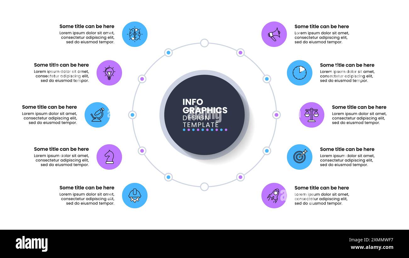 Infographic template with icons and 10 options or steps. Circle. Can be ...