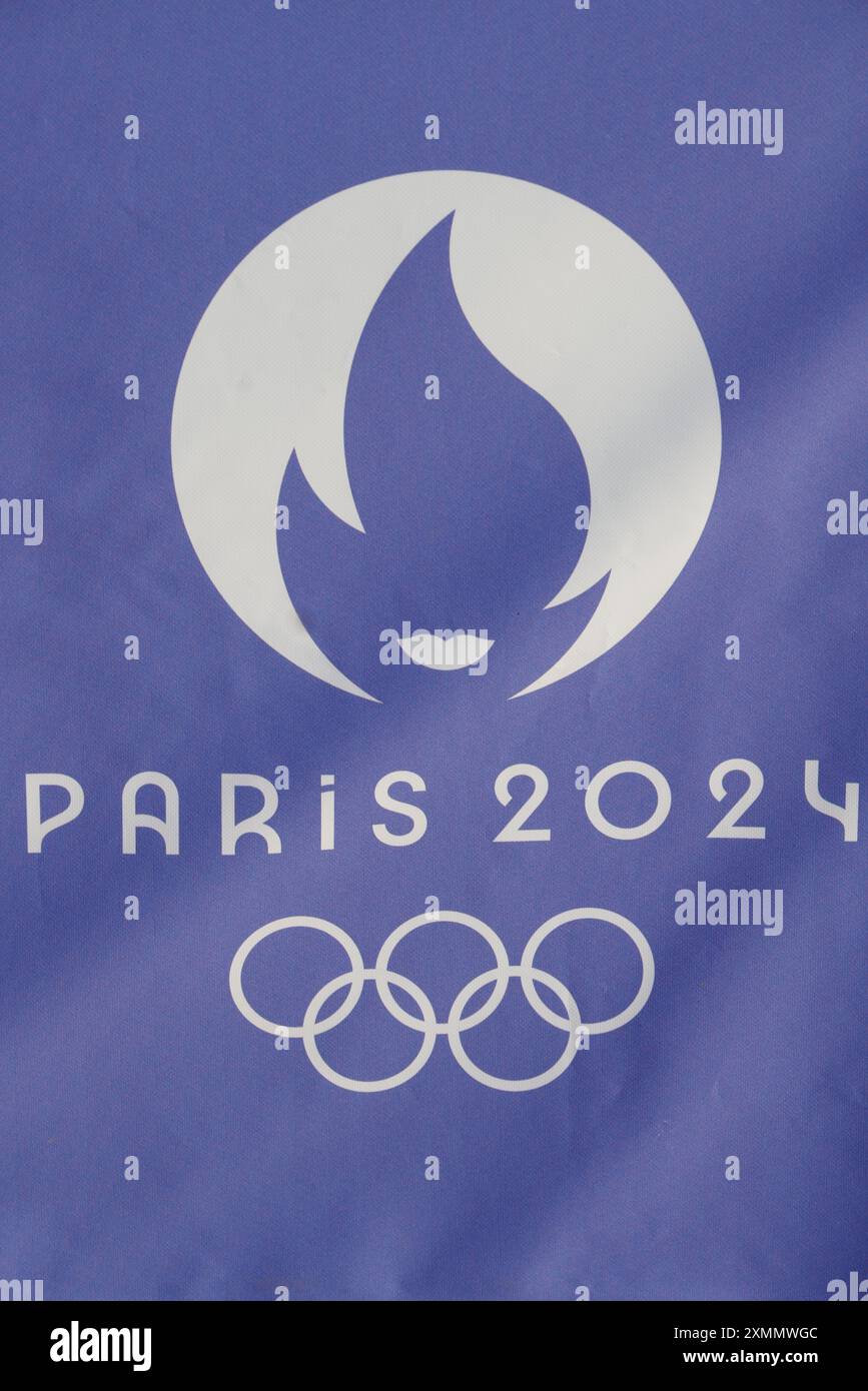 Signage, logos and symbols of the Paris 2024 Olympic Games. Bordeaux ...