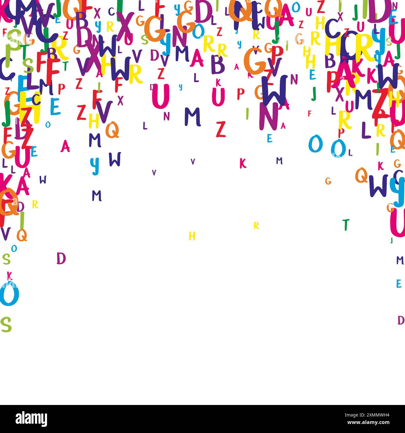 Falling letters of English language. Colorful childish flying ...