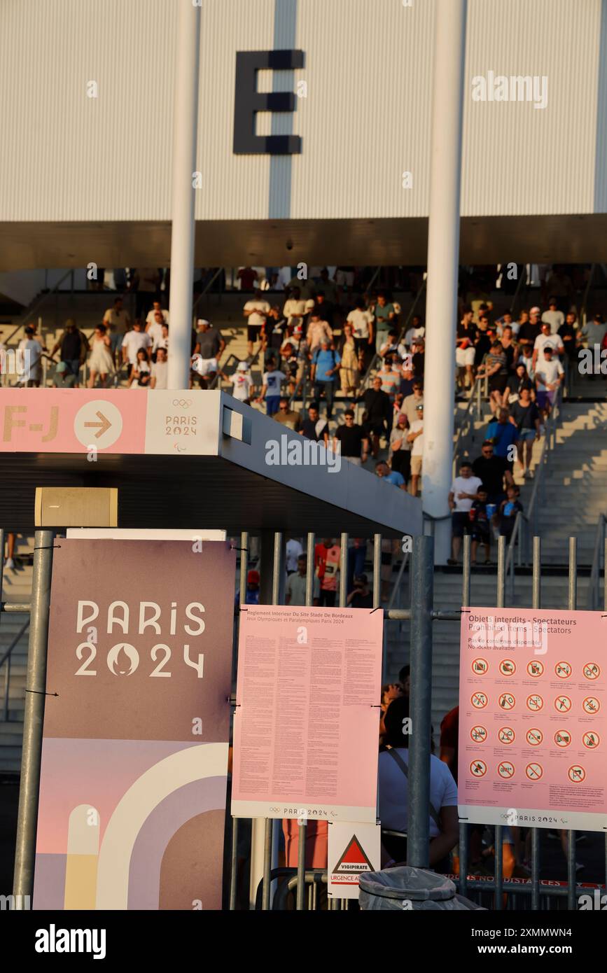Signage, logos and symbols of the Paris 2024 Olympic Games. Bordeaux ...