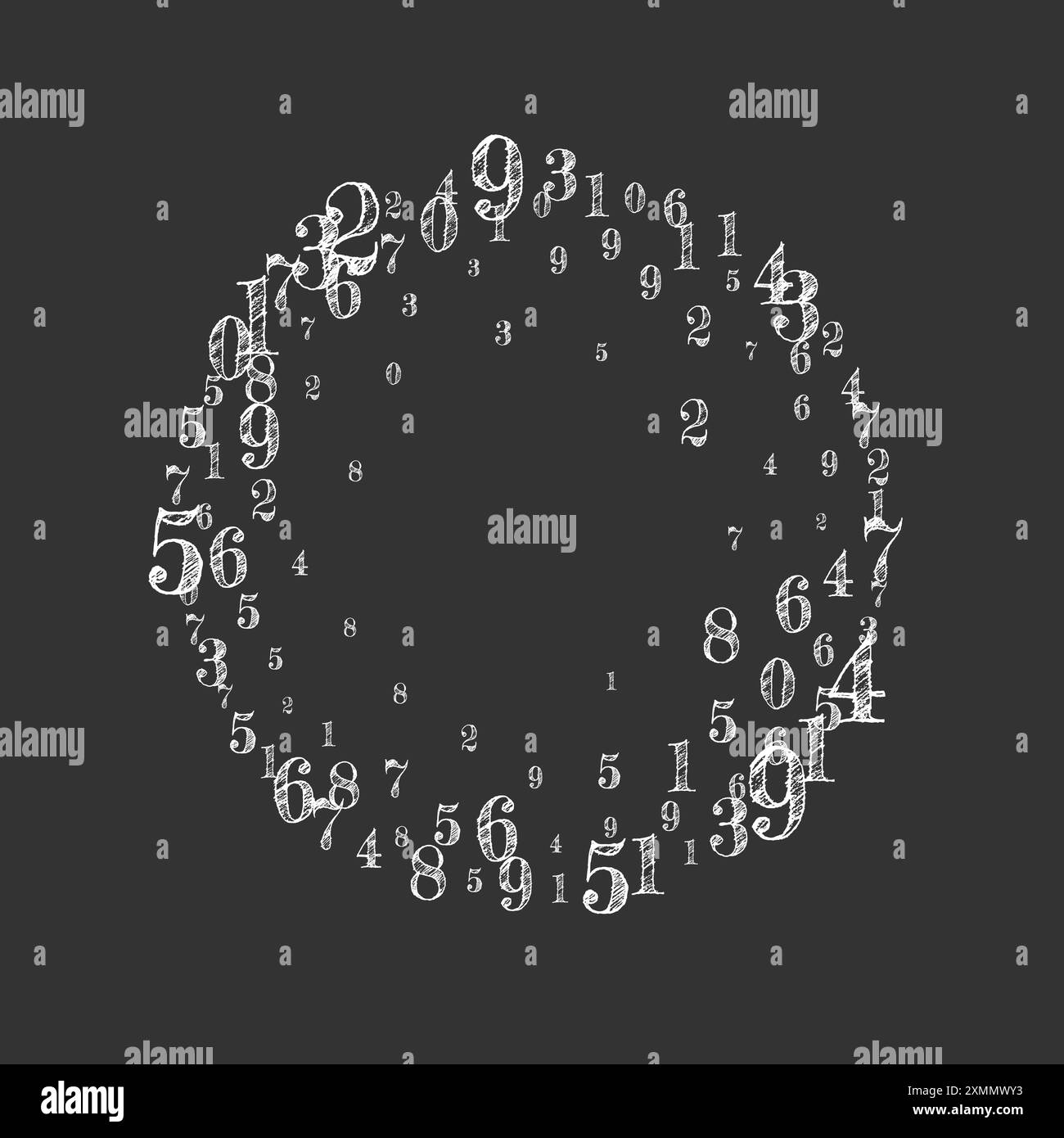 Concept of school background. White chalk numbers and digits falling ...