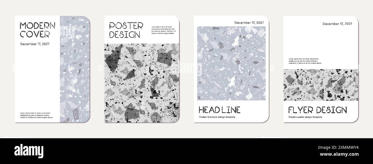 School diary cover design. Terrazzo abstract background made of natural ...