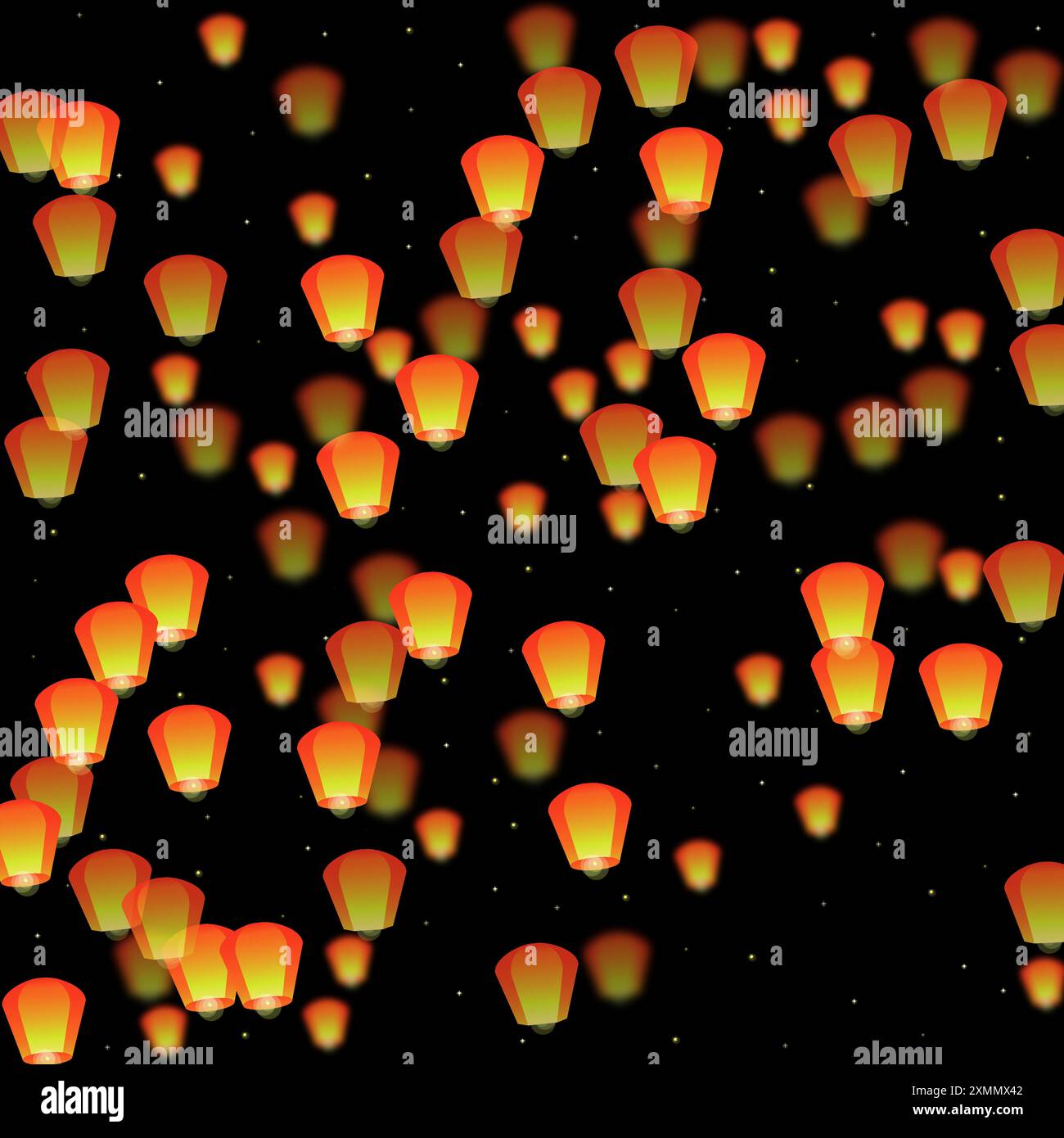 Yi peng festival card. Thailand holiday with paper lantern lights ...