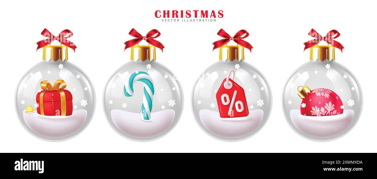 Christmas crystal ball vector set design. Christmas glass ball in ...