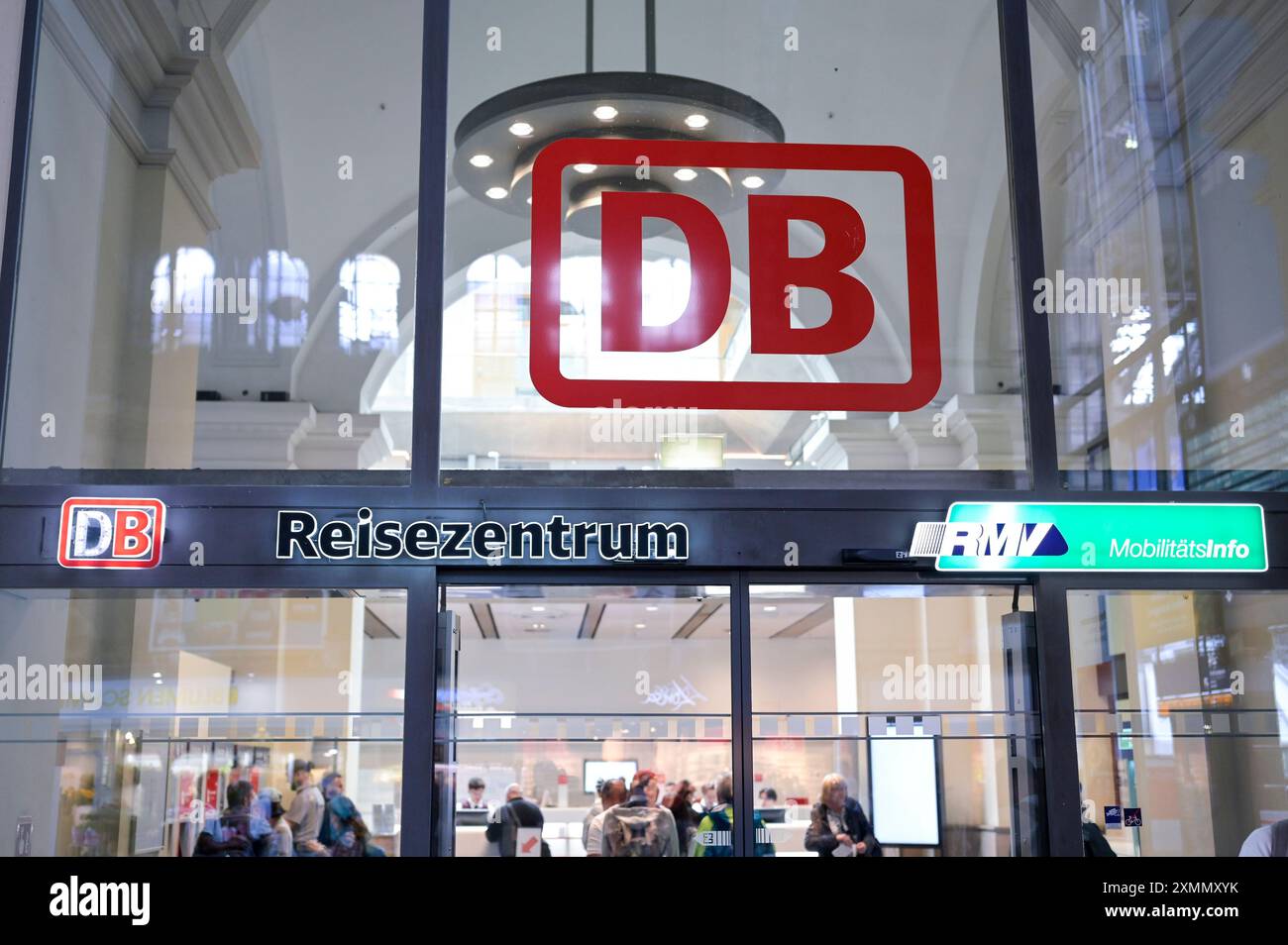 GERMANY, Frankfurt, Central Railway Station, DB train booking center ...