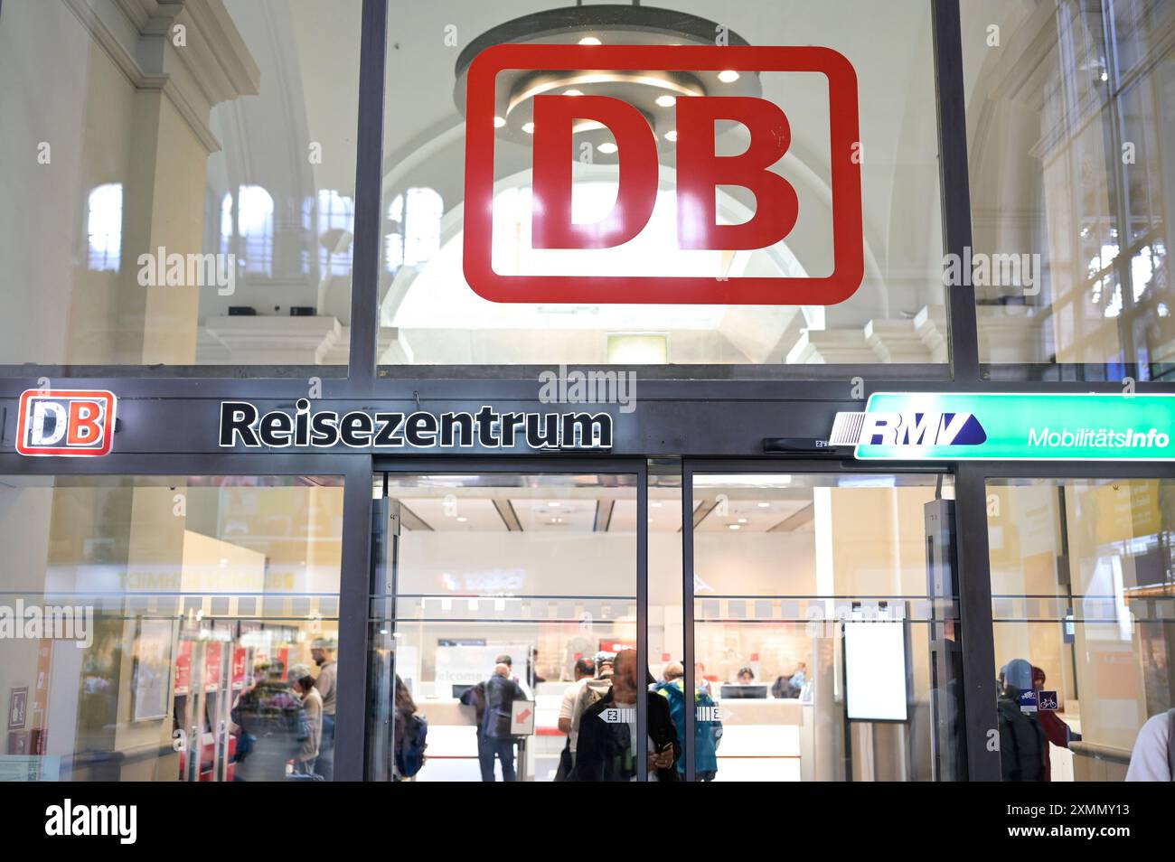 GERMANY, Frankfurt, Central Railway Station, DB train booking center ...