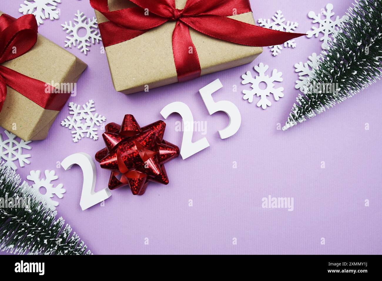 Happy New Year 2025 alphabet letters on purple background Stock Photo ...