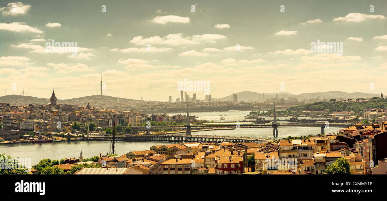 Galata tower, Galata bridge, Golden Horn bridge and Ataturk Bridge view ...