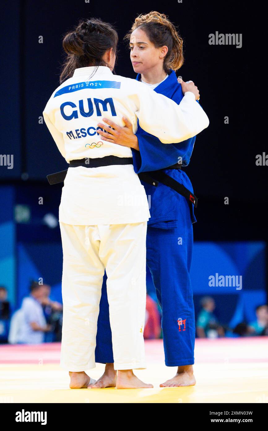 PARIS, FRANCE - JULY 29: Maria Escano of Guam and Mariana Esteves of ...
