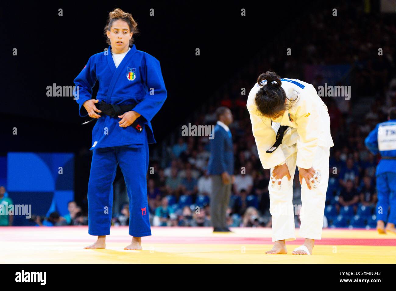 PARIS, FRANCE - JULY 29: Maria Escano of Guam and Mariana Esteves of ...