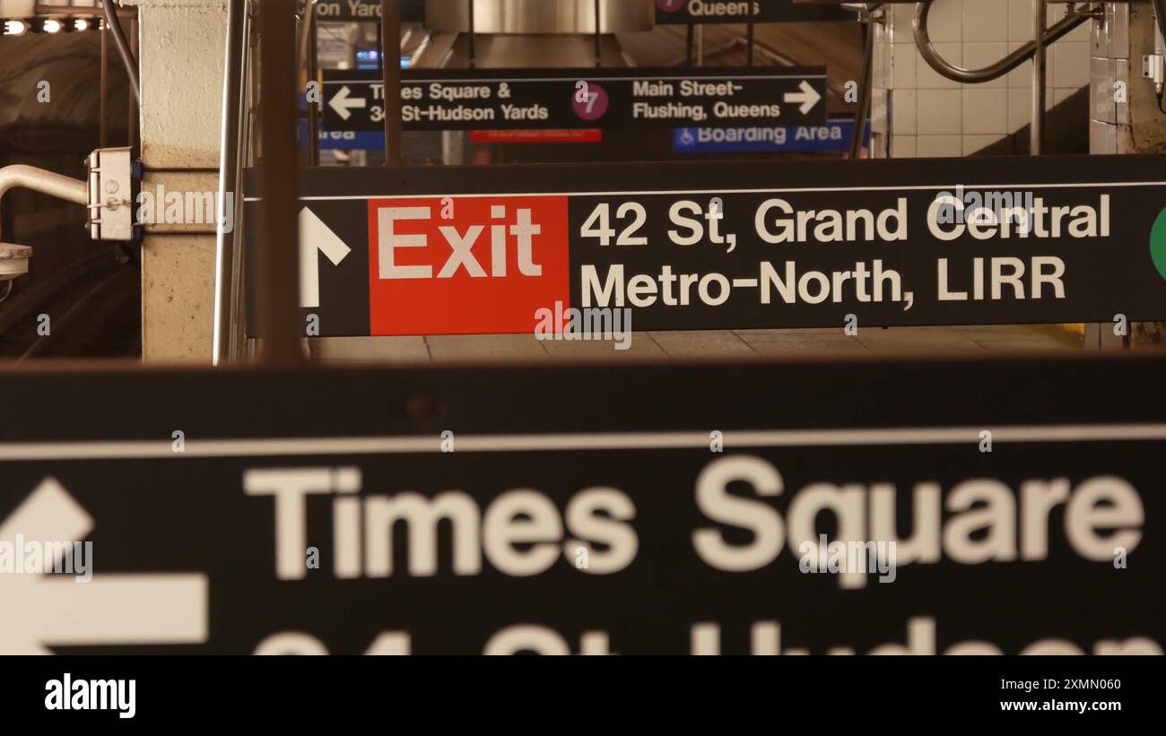 New York subway station interior, underground metropolitan platform ...